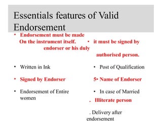 endorsement of negotiable instrument ,roll no -11.pptx