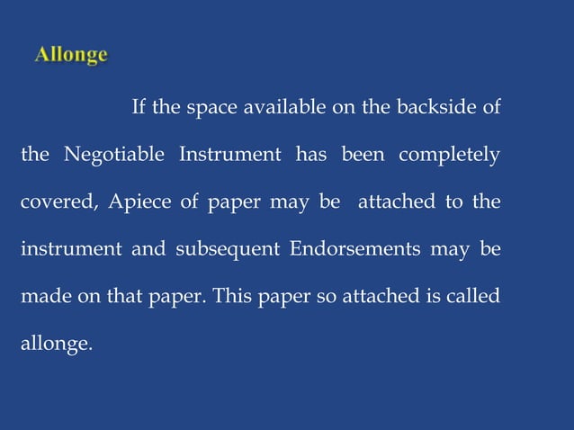 Endorsements, definition, allonge, kinds of endorsement, blank ...