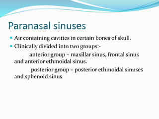 Endoscopic anatomy of nose ,paranasal sinus and anterior skull base | PPTX