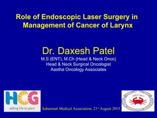 Endoscopic laser treatment for laryngeal cancers.ppt | Medical Health