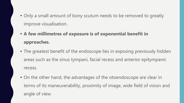 Endoscopic middle ear surgery | PPTX | Ear, Nose and Throat Conditions ...