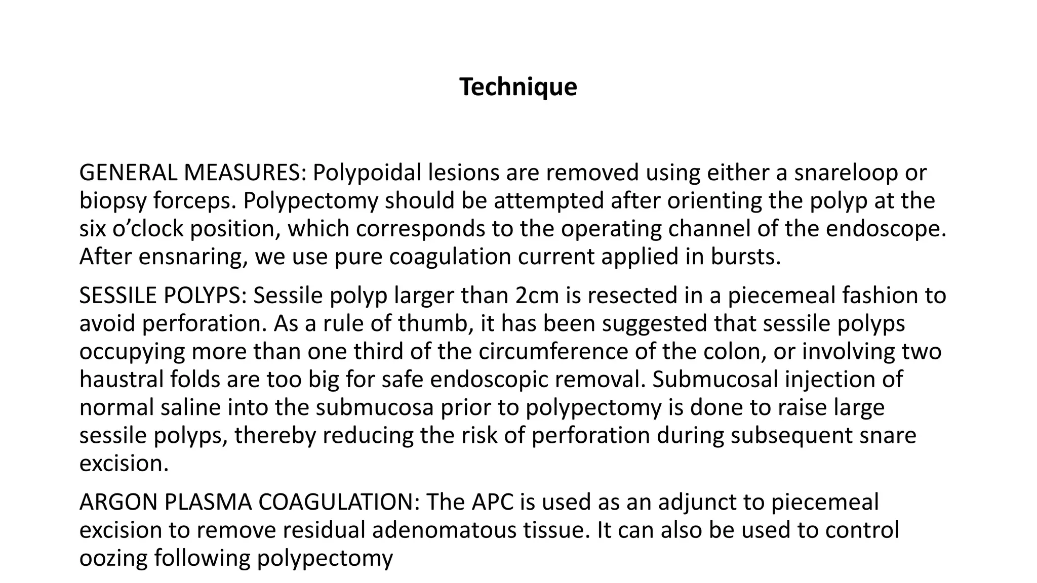Endoscopic removal of colonic polyps | PPTX