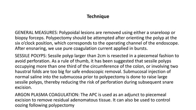 Endoscopic removal of colonic polyps | PPTX | Medical Health