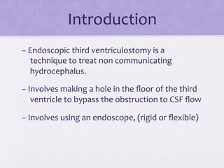 Endoscopic Third Ventriculostomy anatomy and surgery | PDF