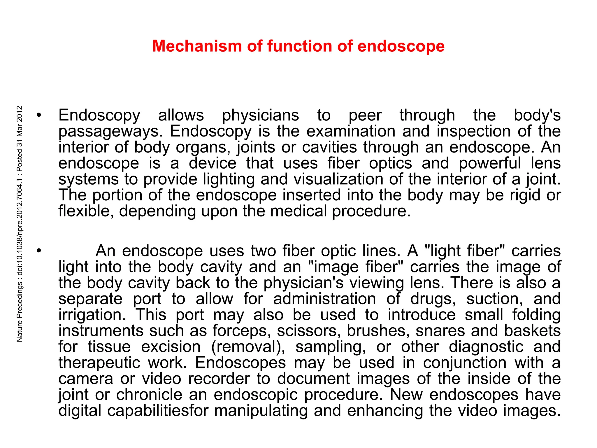 Endoscopy basic principle, types, application | PDF