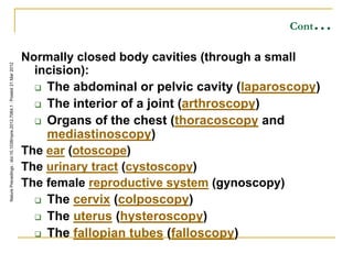 Endoscopy basic principle, types, application | PDF