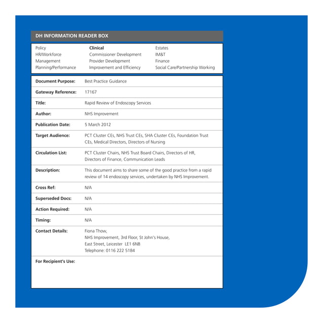 Rapid review of endoscopy services - NHS Improvement | PDF