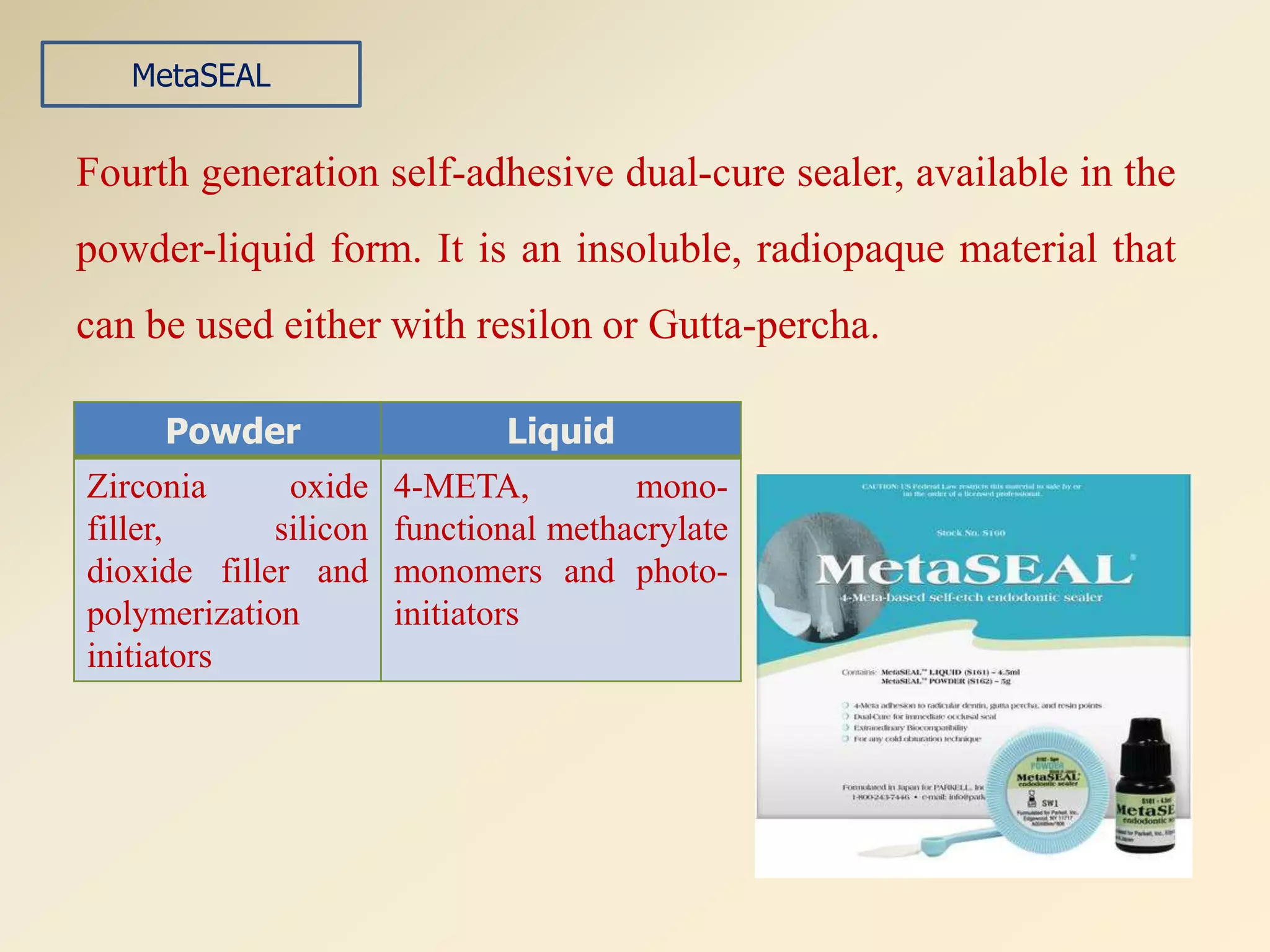 Endodontic sealers a summary and a quick review | PPTX