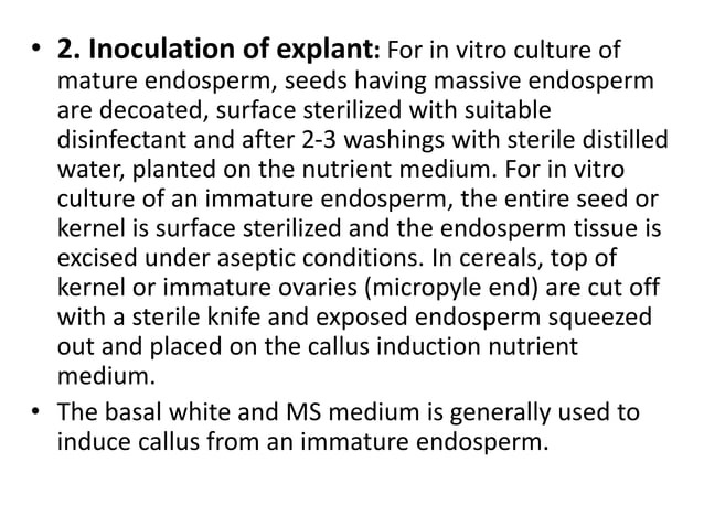 Endosperm culture and somatic embryogenesis | PPTX | Gardening | Home ...