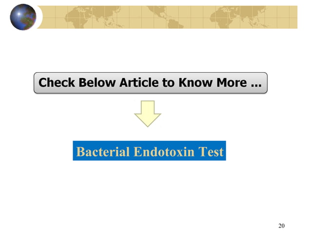 Bacterial Endotoxin Test | PPT | Chemistry | Science