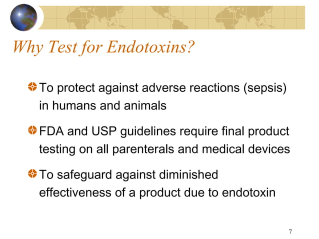 Bacterial Endotoxin Test | PPT | Chemistry | Science