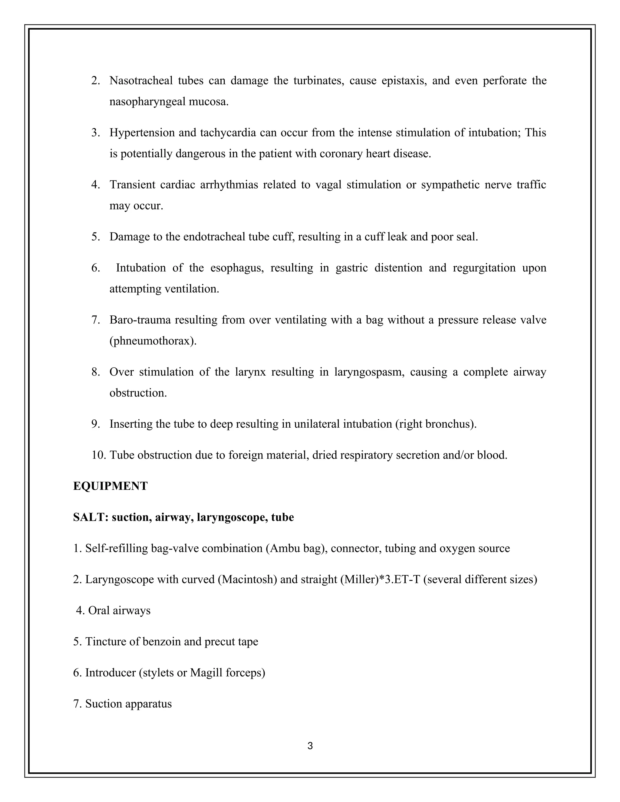 ENDOTRACHEAL INTUBATION ,INDICATION, PROCEDURE | DOCX