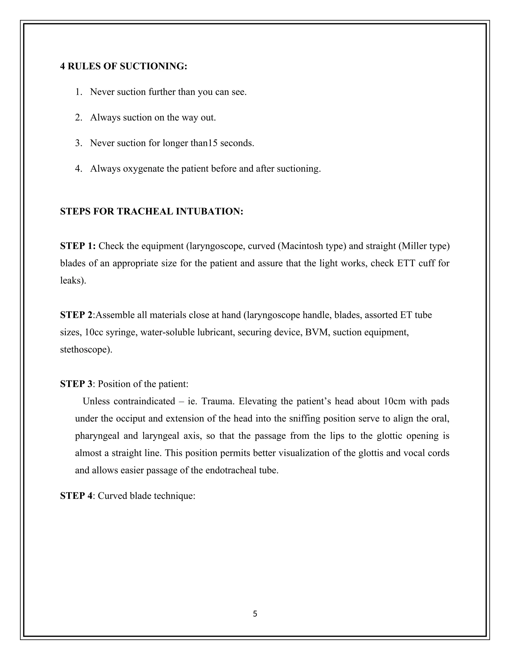 ENDOTRACHEAL INTUBATION ,INDICATION, PROCEDURE | DOCX