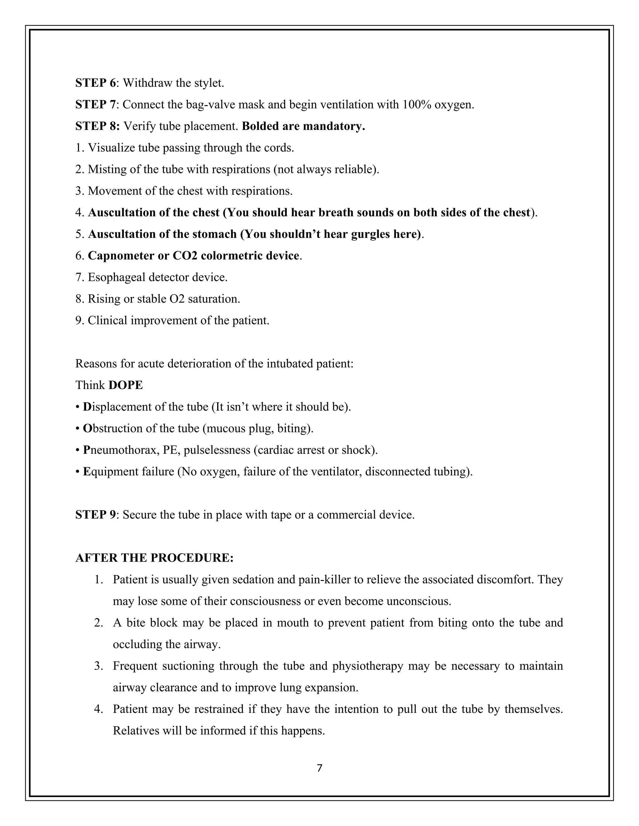 ENDOTRACHEAL INTUBATION ,INDICATION, PROCEDURE | DOCX