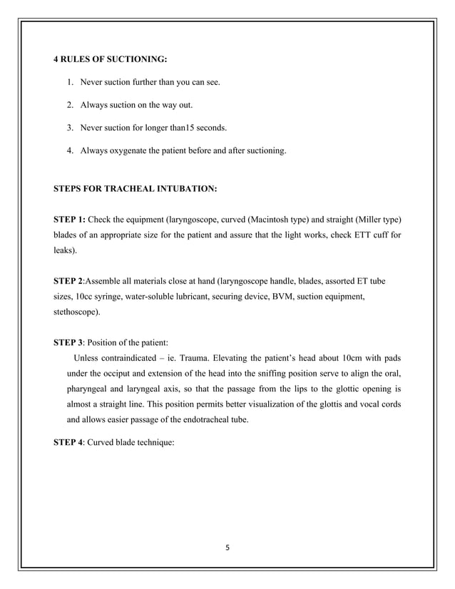 ENDOTRACHEAL INTUBATION ,INDICATION, PROCEDURE | DOCX