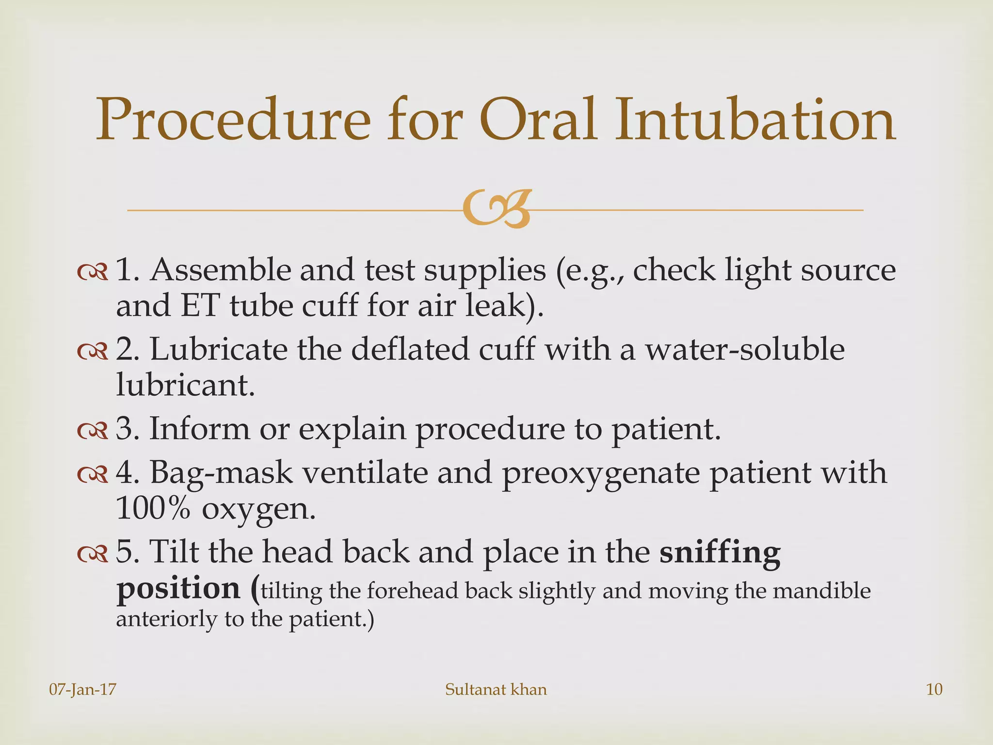 Endotracheal intubation, indications, complications. | PPTX