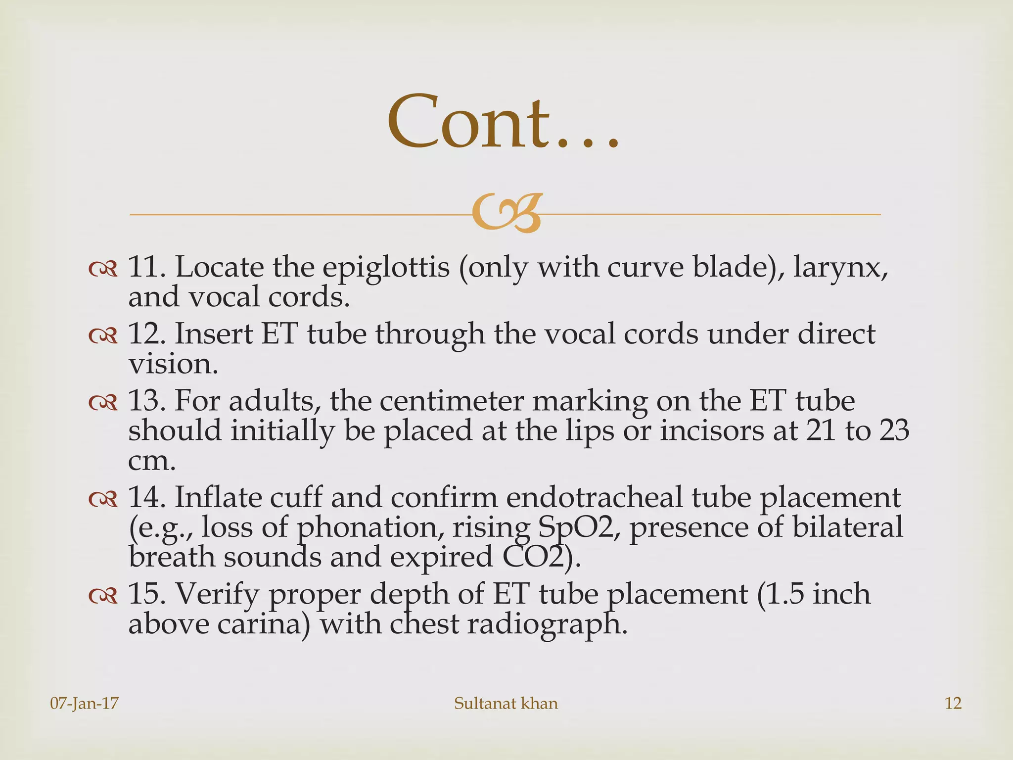 Endotracheal intubation, indications, complications. | PPTX