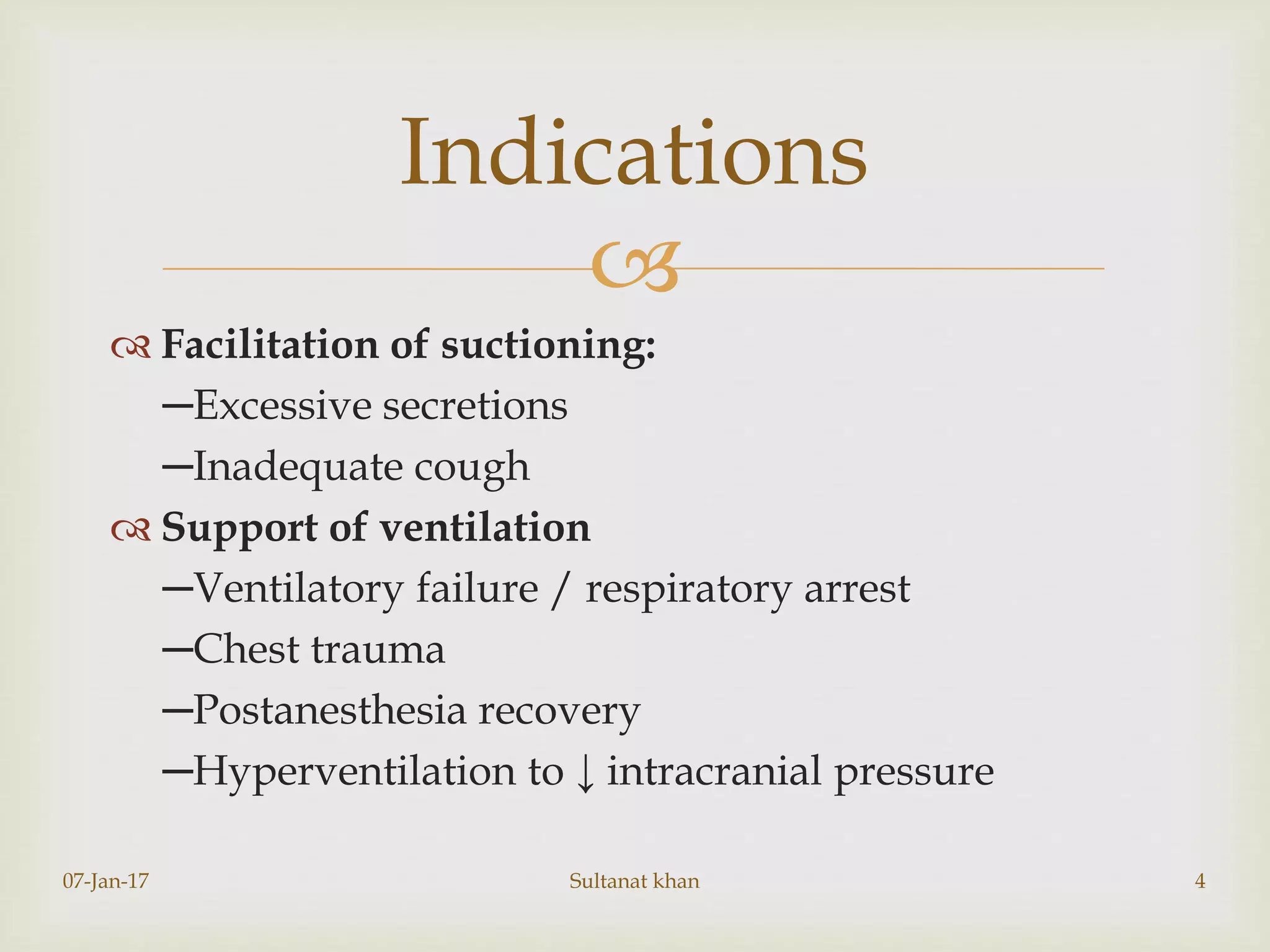 Endotracheal intubation, indications, complications. | PPTX