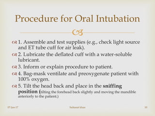 Endotracheal intubation, indications, complications. | PPTX