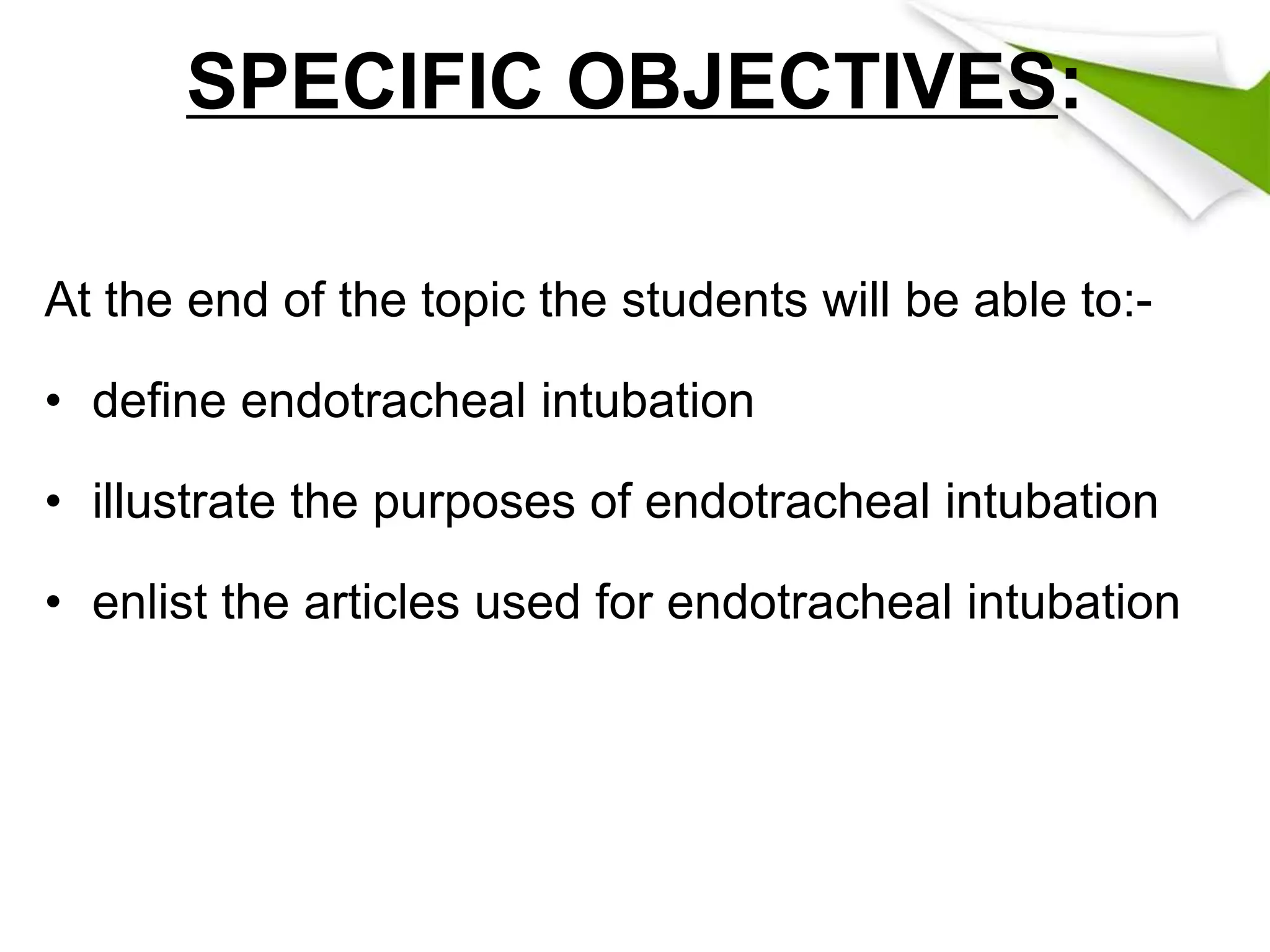 Endotracheal intubation nursing procedure | PPTX