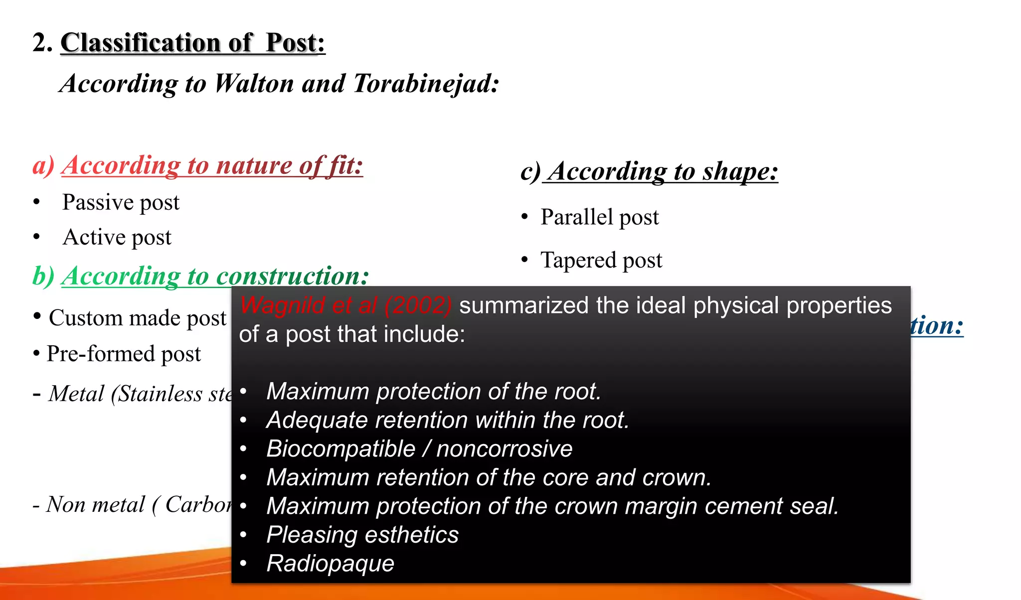 Rehabilitation of endodontically treated teeth : Post & Core | PPTX