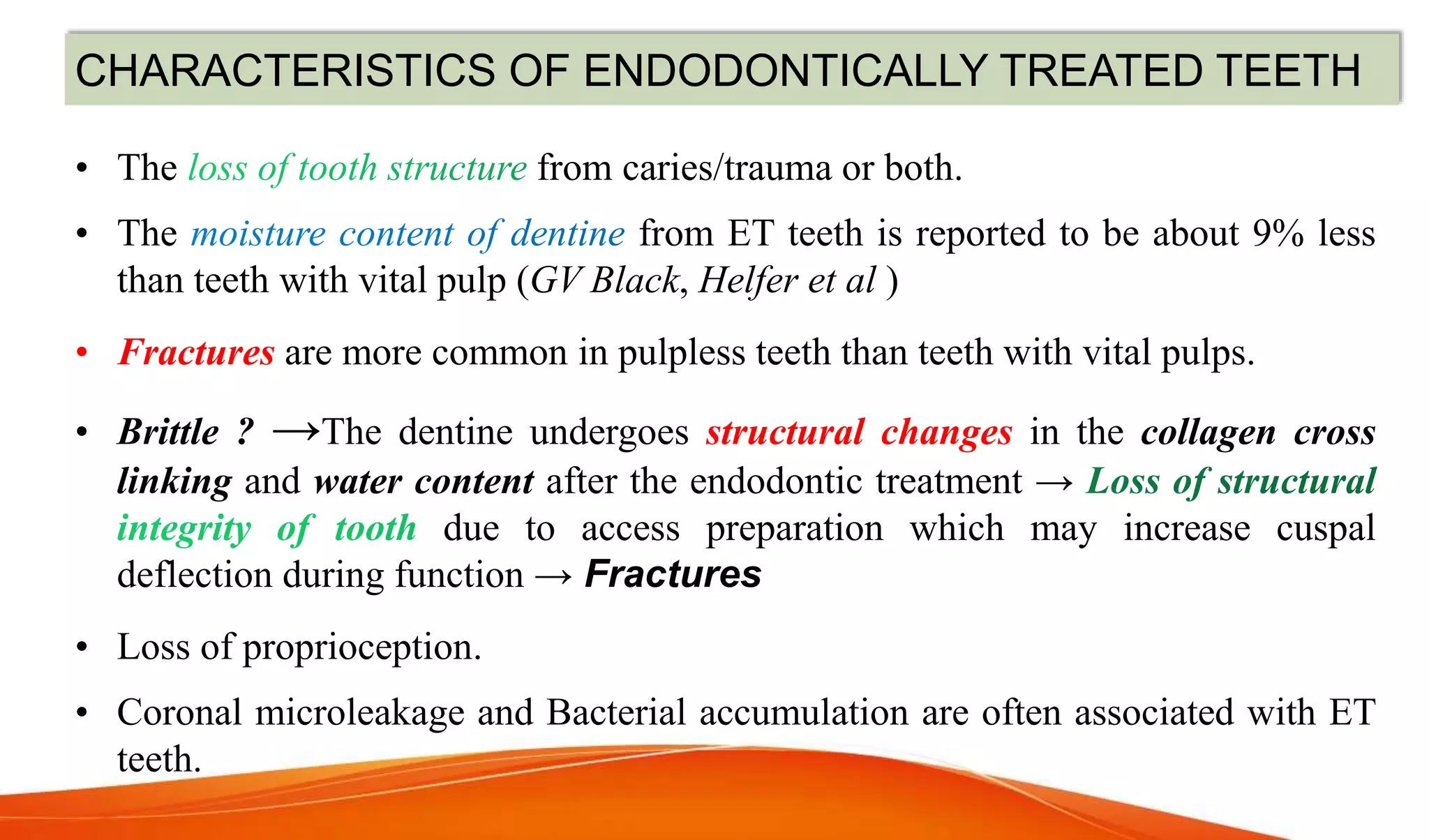 Rehabilitation of endodontically treated teeth : Post & Core | PPTX