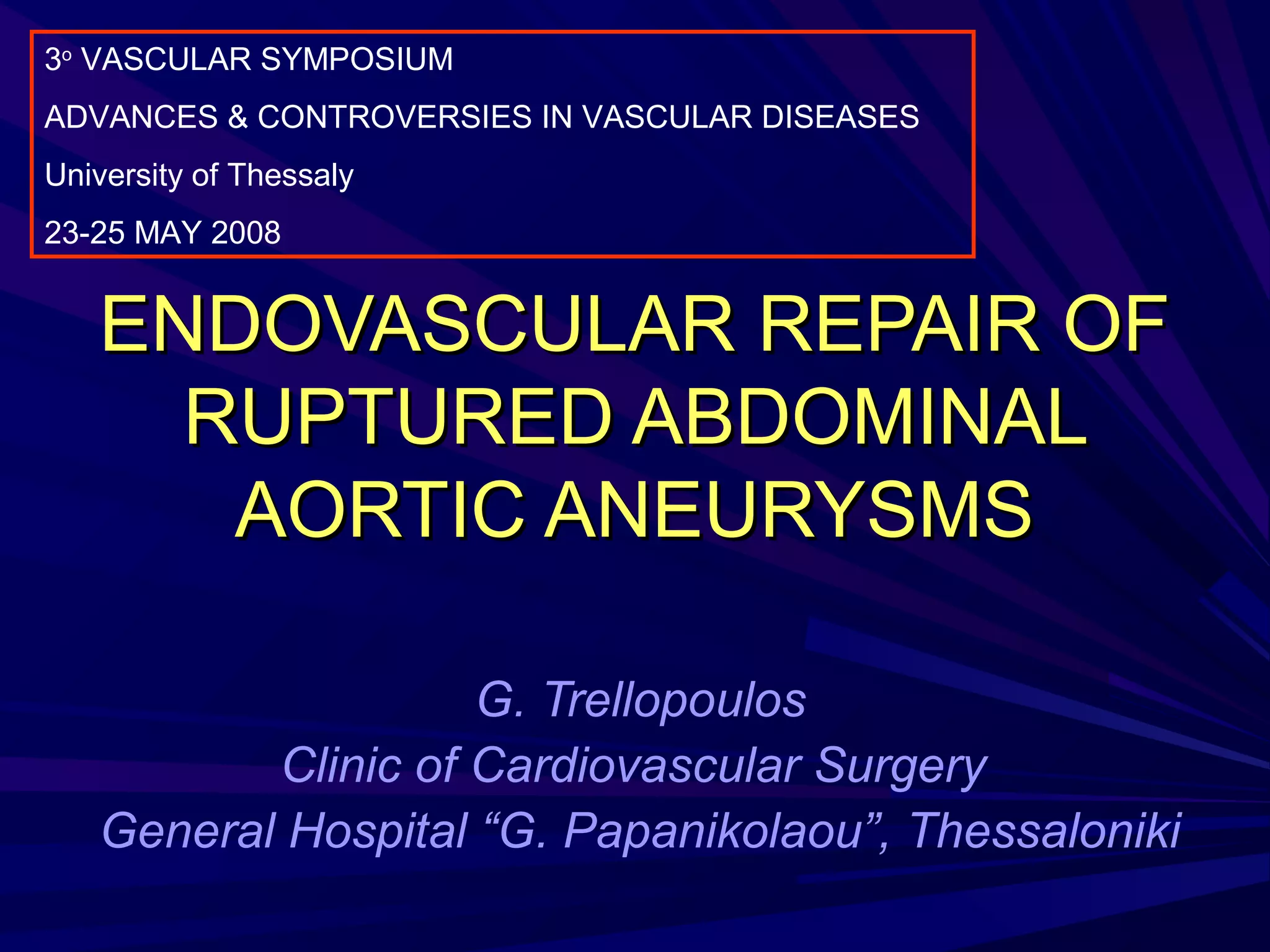 Endovascular repair of traumatic aortic transection six years of ...