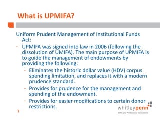 Endowments and UPMIFA, An Overview | PPT