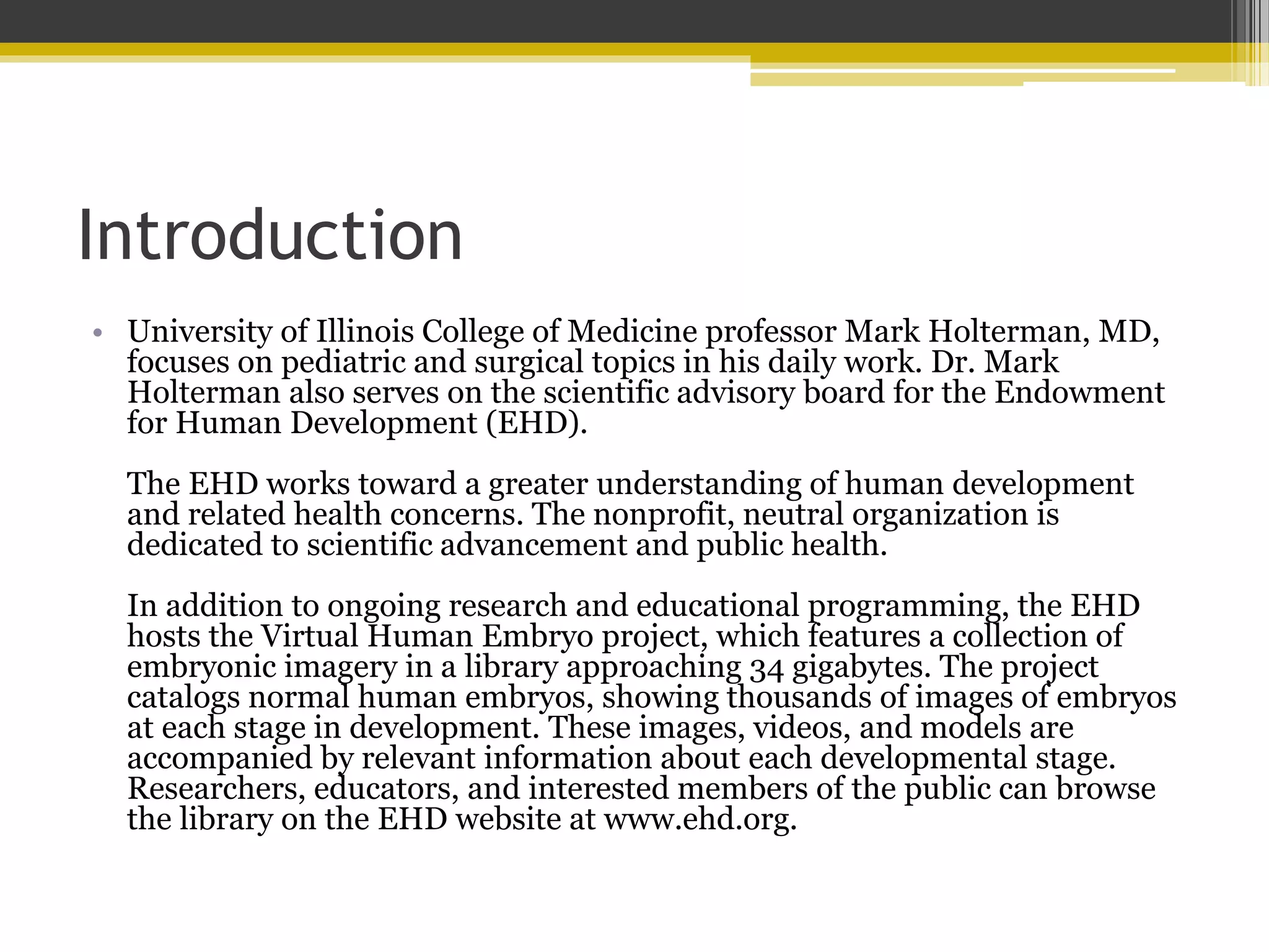 Endowment for Human Development - Virtual Human Embryo Project | PPTX