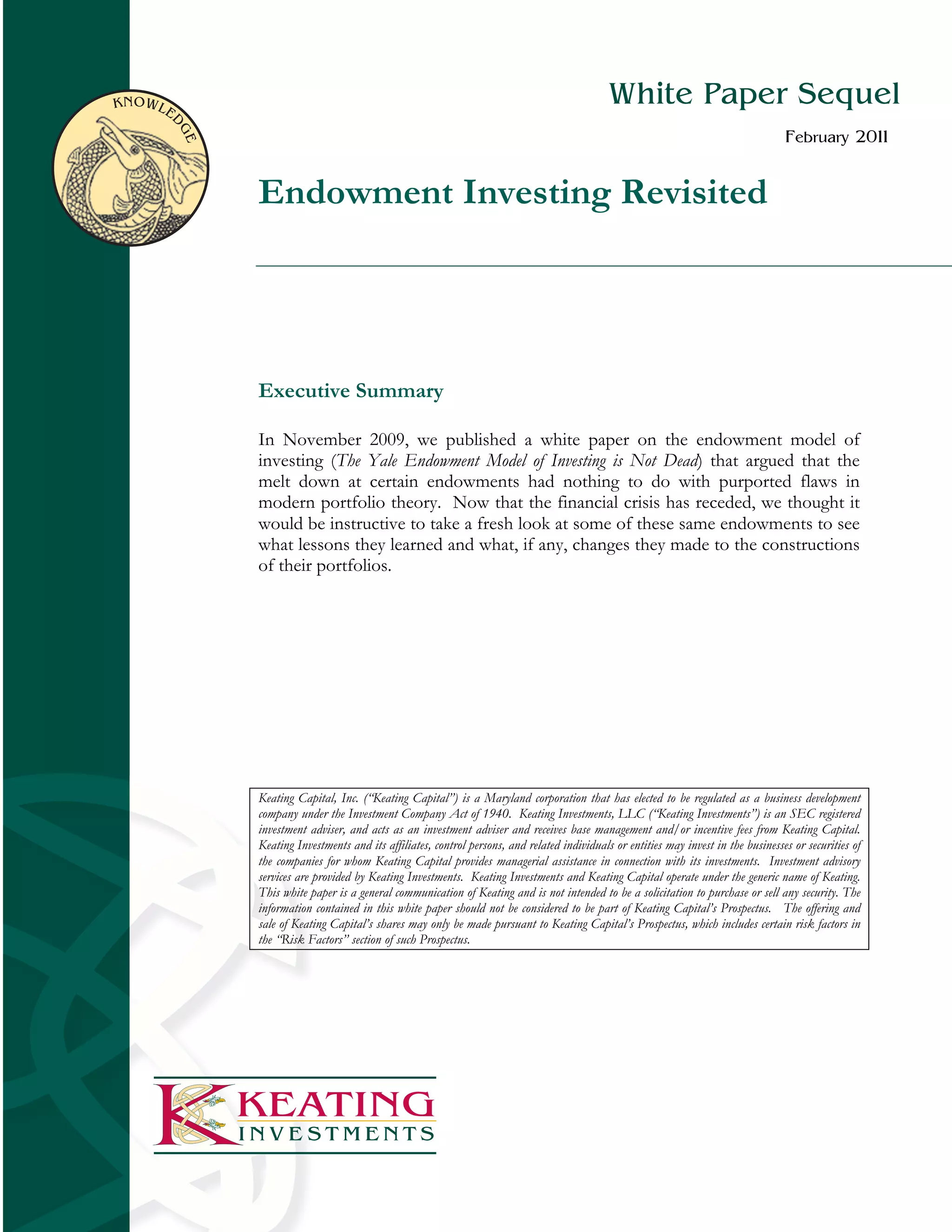 Endowment Investing Revisited | PDF