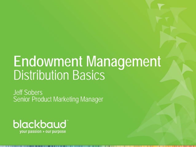 Endowment Management: Distribution Basics | PPT