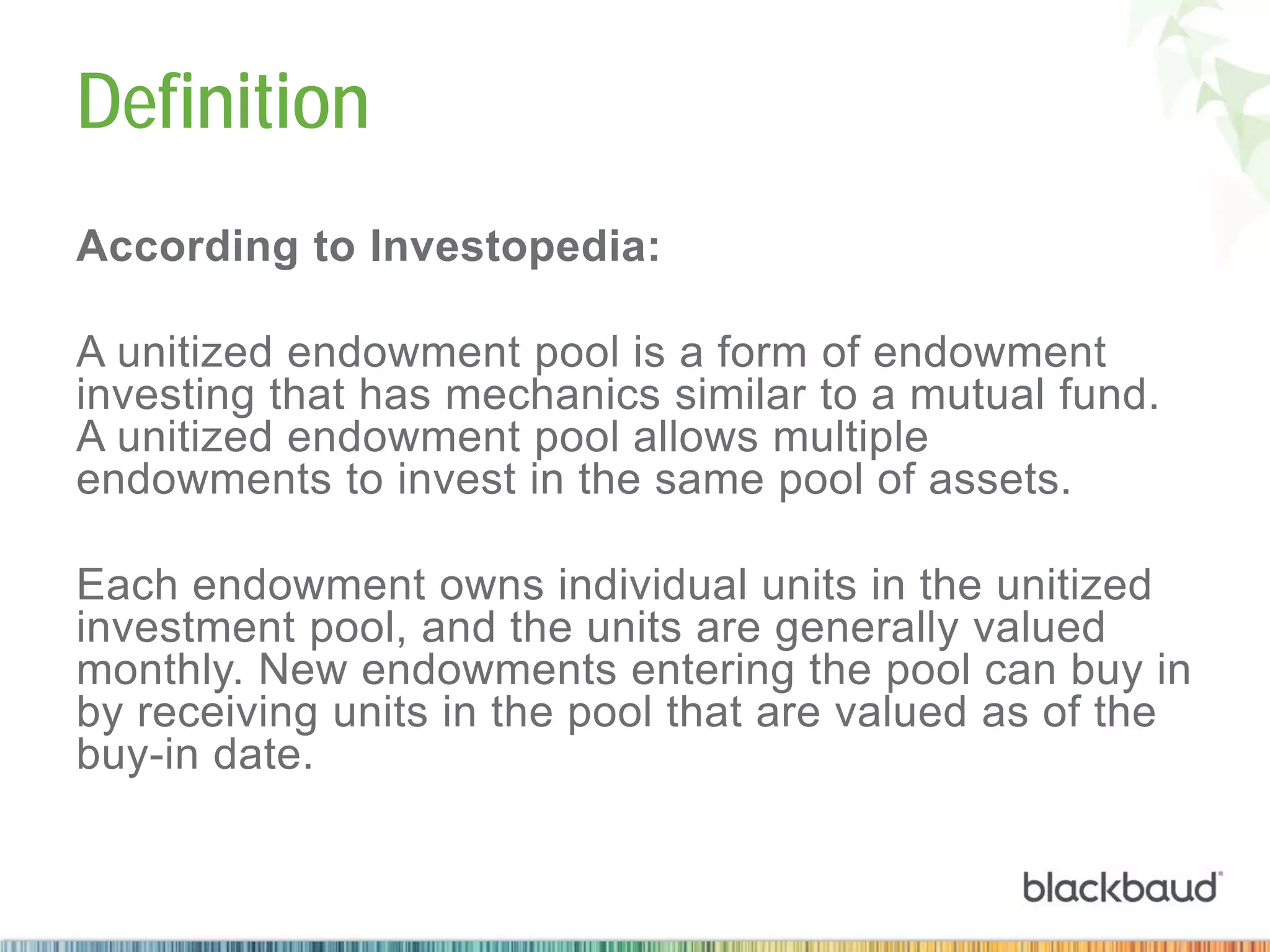 Endowment Management: Unitization | PDF