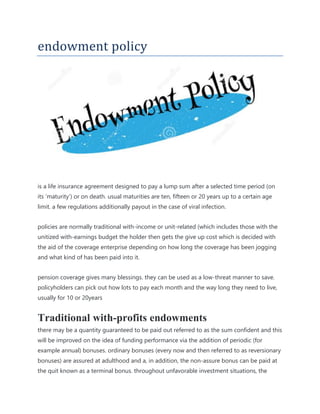 Endowment policy | PDF | Life Insurance | Insurance