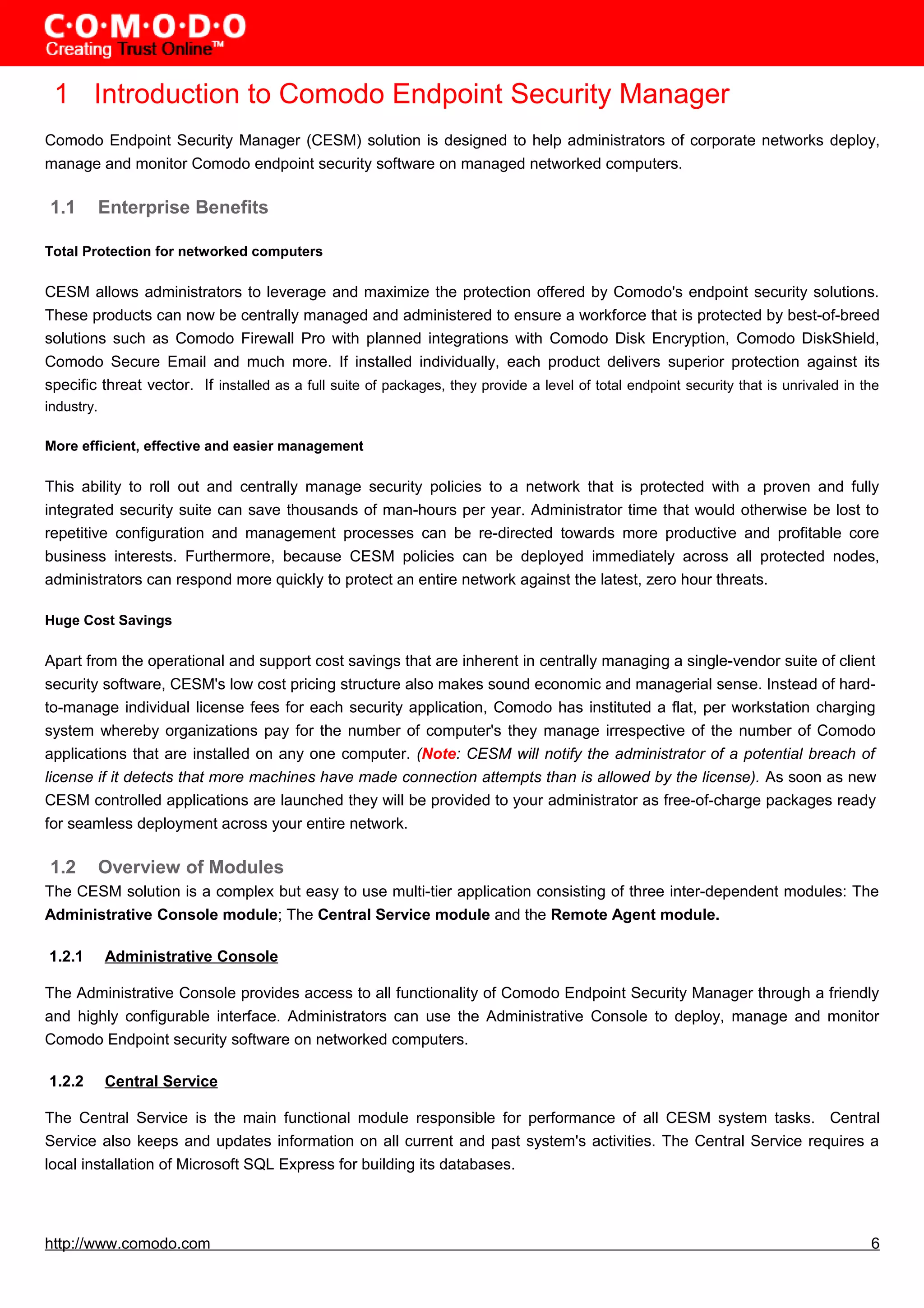 Endpoint Protection (Security) Manager Guide From Comodo | PDF