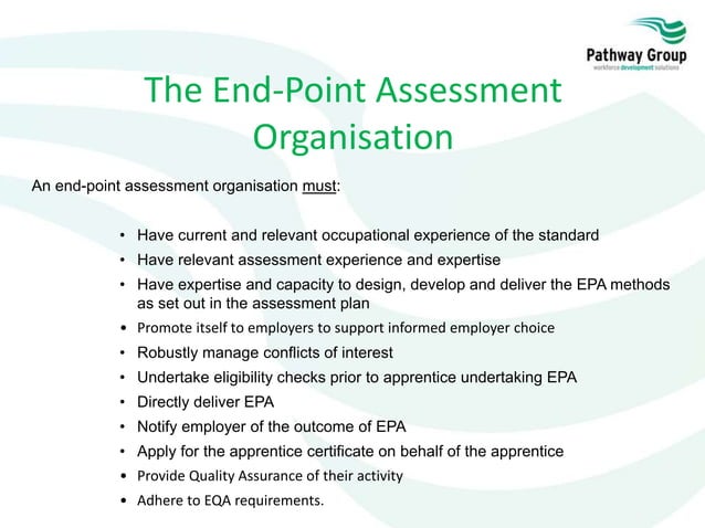 End Point Assessment Organisations Delivery 2017 | PPT