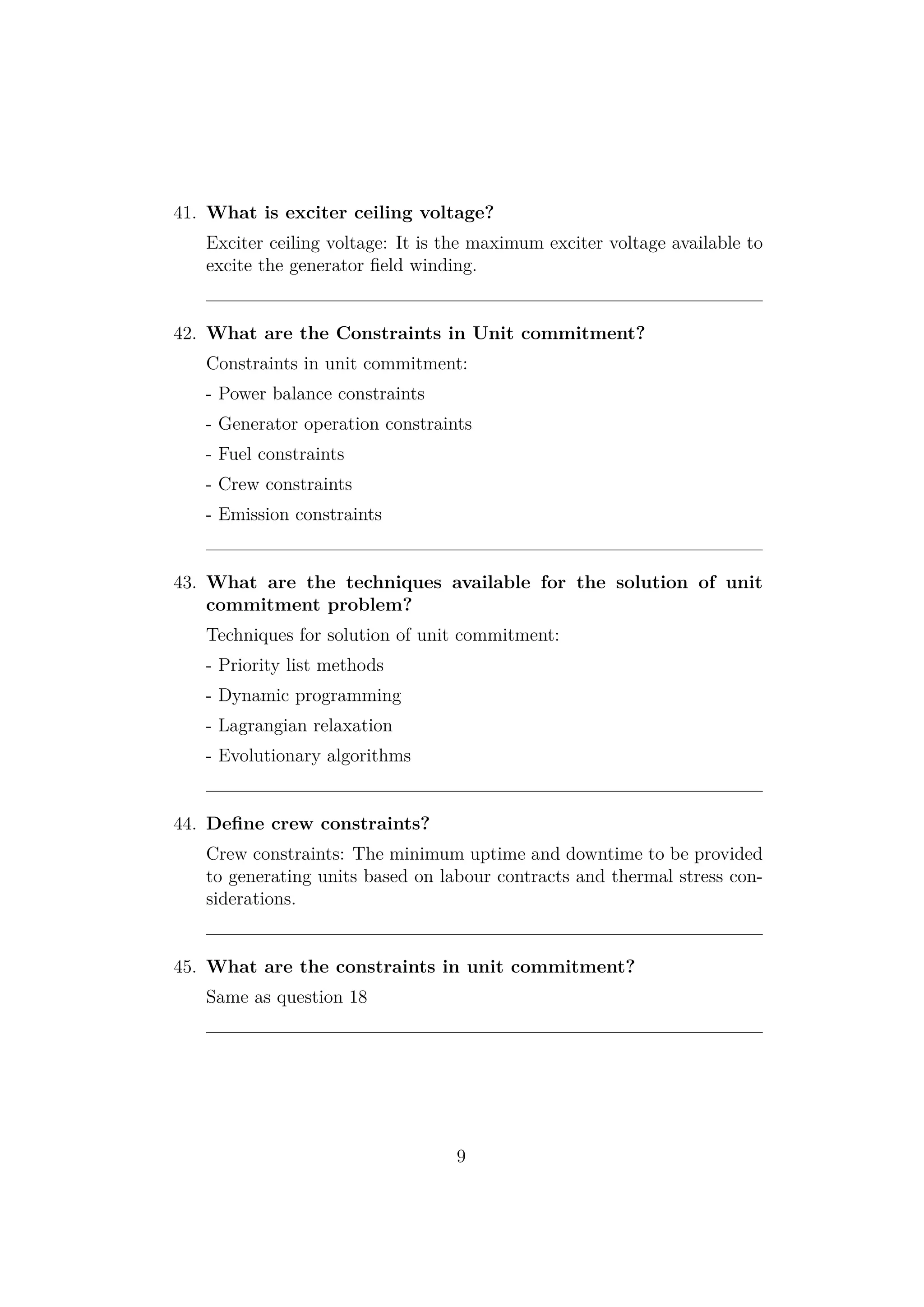Power system operation Question and answers | PDF