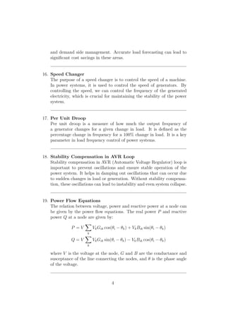 Power system operation Question and answers | PDF