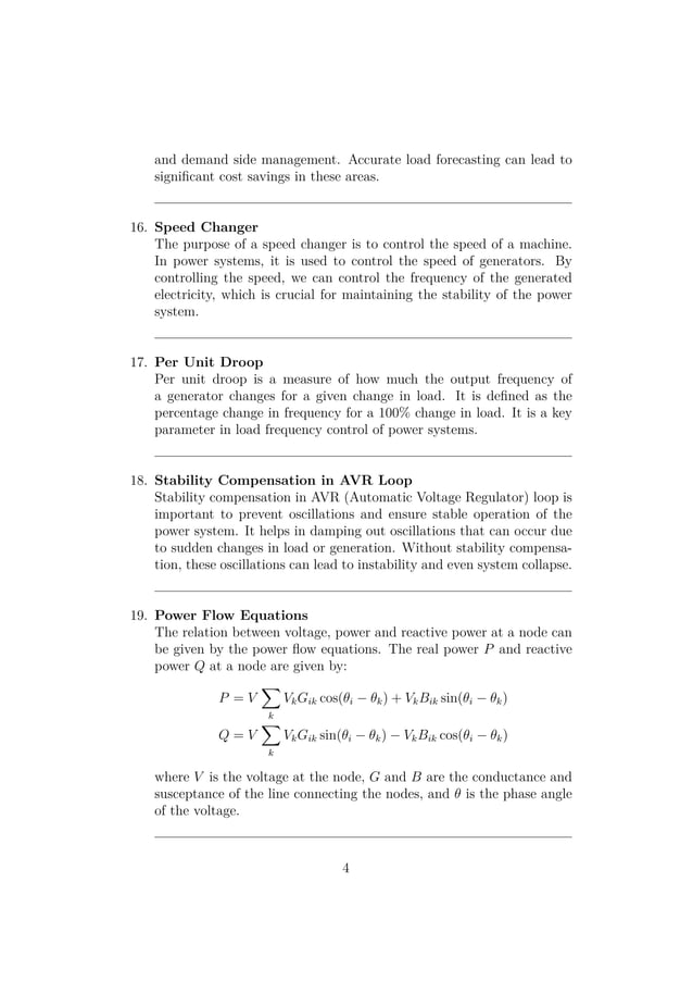 Power system operation Question and answers | PDF