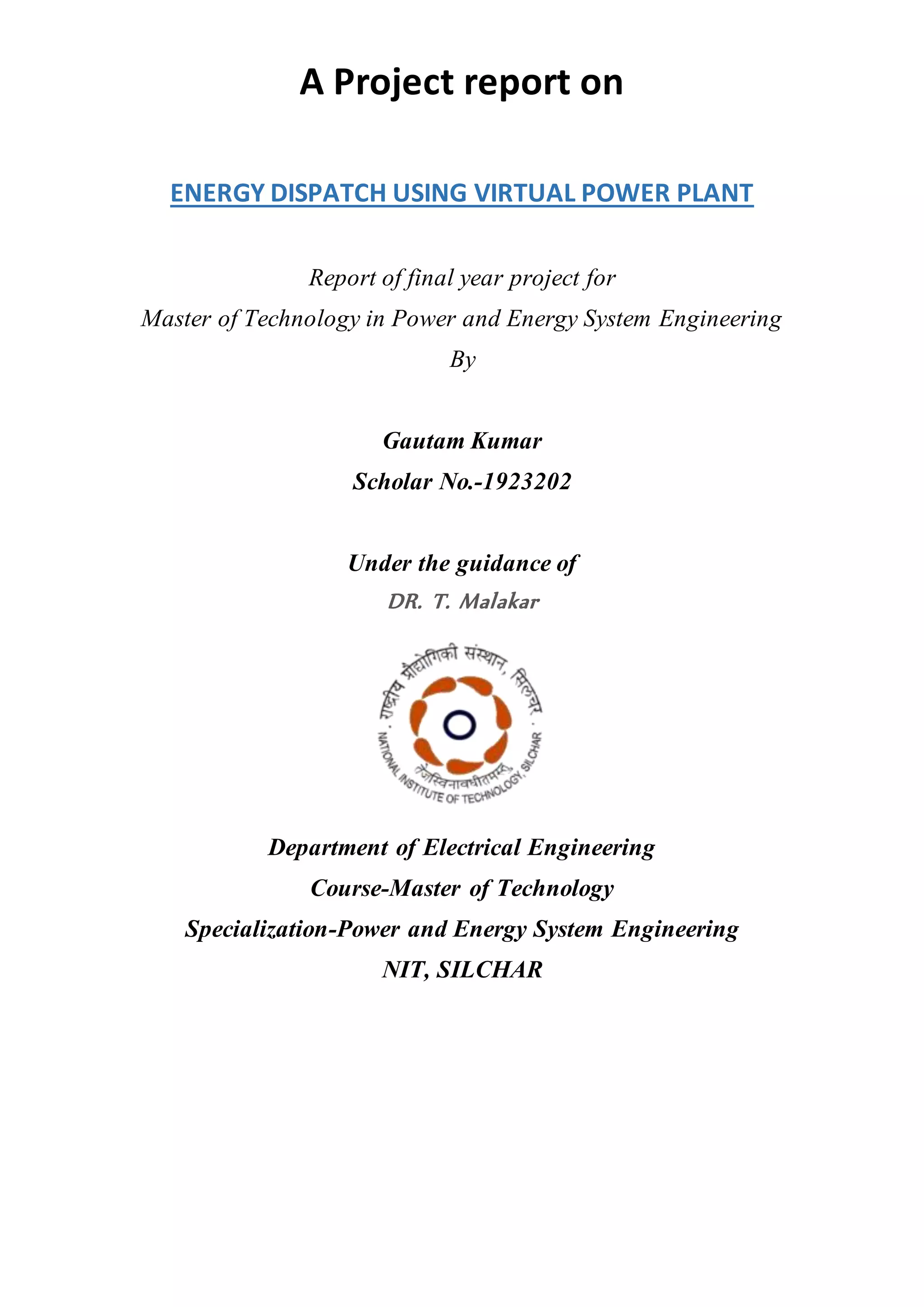 energy dispatch using virtual power plant | PDF