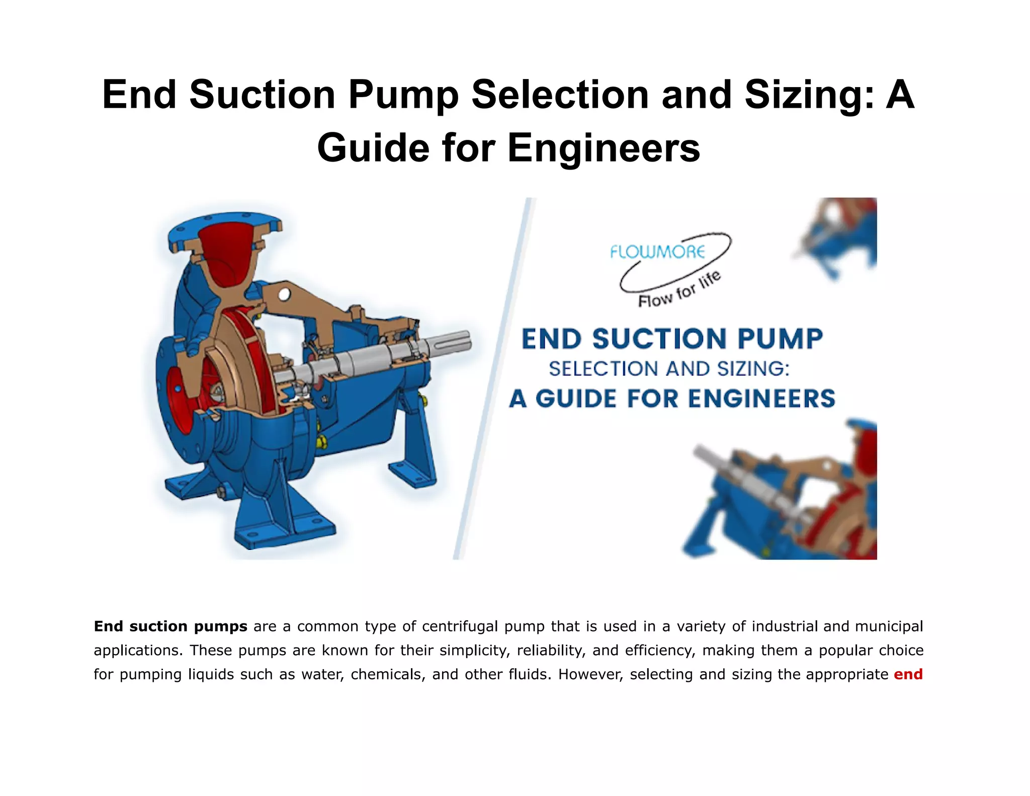 End Suction Pump Selection and Sizing: A Guide for Engineers | PDF | Physics | Science