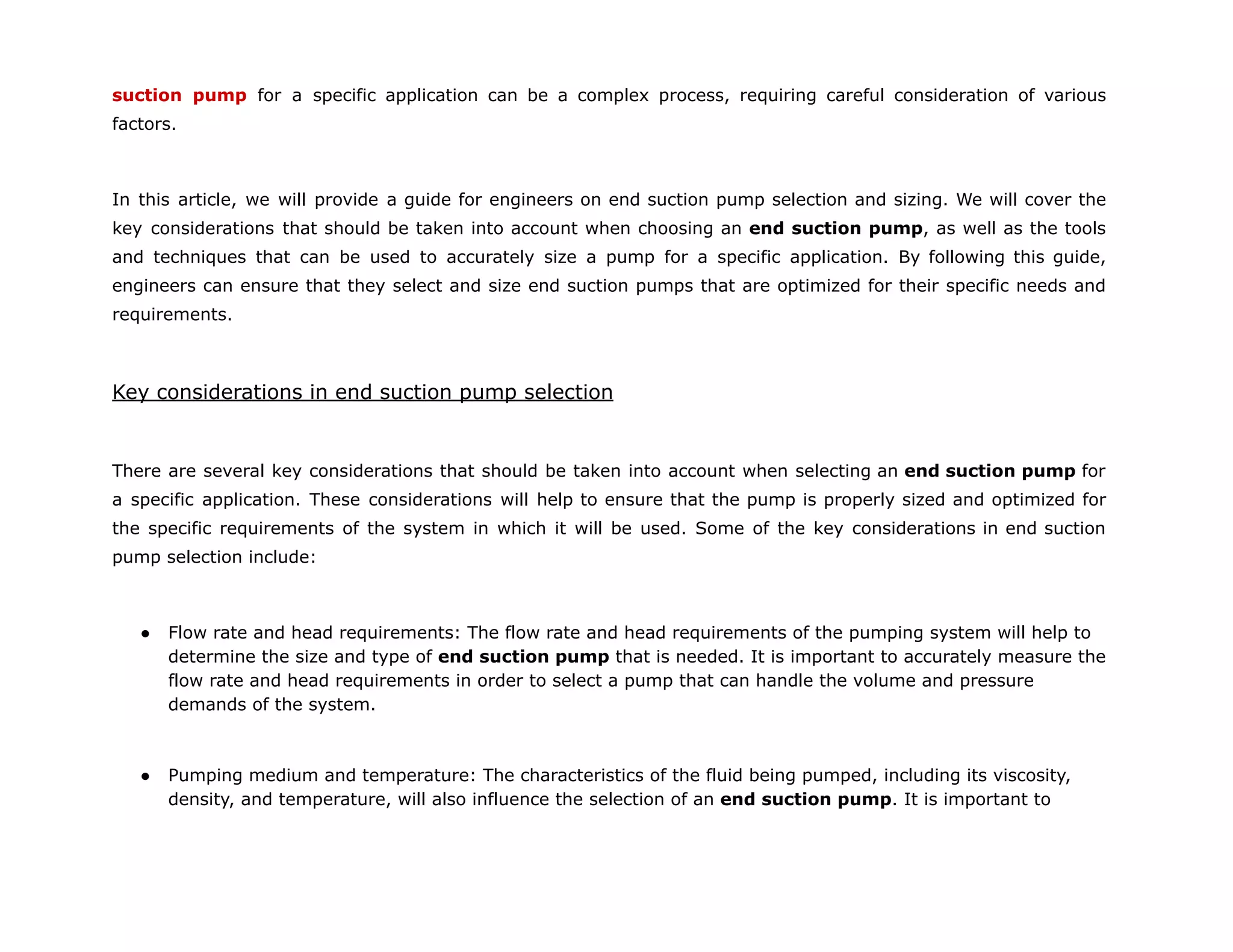 End Suction Pump Selection and Sizing: A Guide for Engineers | PDF ...
