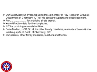Schiff base complexes and its uses along with a fe complex | PPTX
