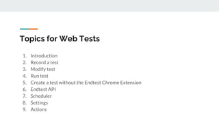 Endtest Tutorials - Web Tests - 2 slides | PPT