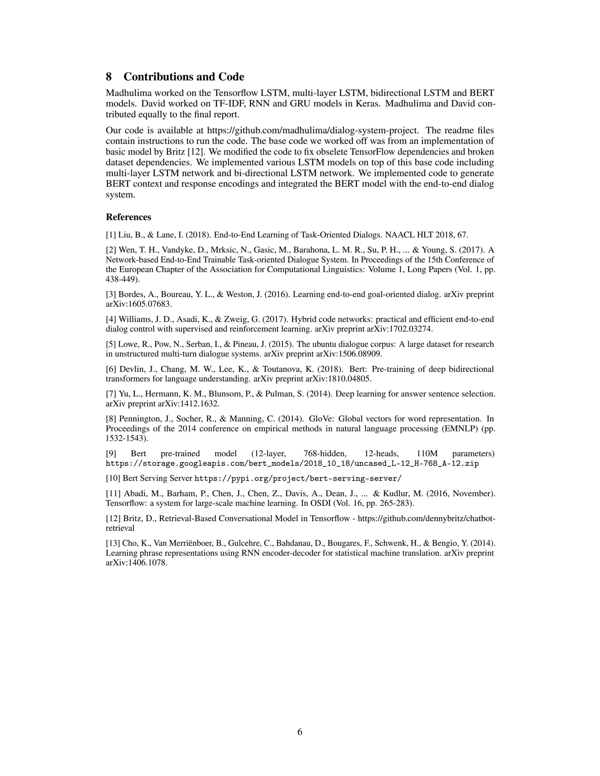 End-to-End Dialog System for Technical Support | PDF