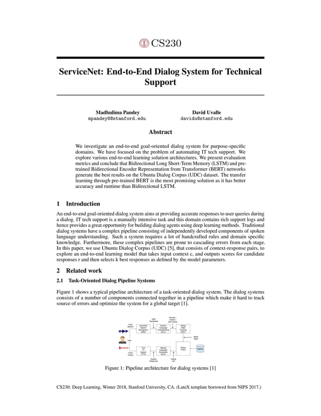 End-to-End Dialog System for Technical Support | PDF