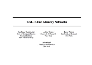 End-To-End Memory Networks | PPT