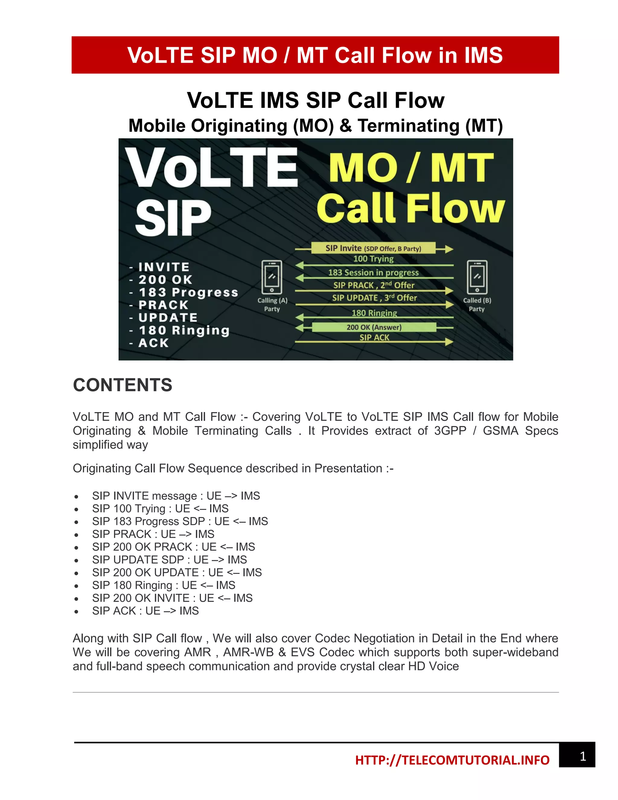 End To End Volte Ims Sip Call Flow Guide Mobile Originating And Mobile Terminating Call