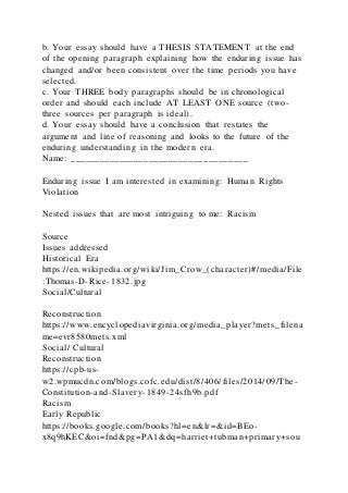 ENDURING ISSUES FINAL PROJECT – UNITED STATES HISTORY FALL 2019 | PDF