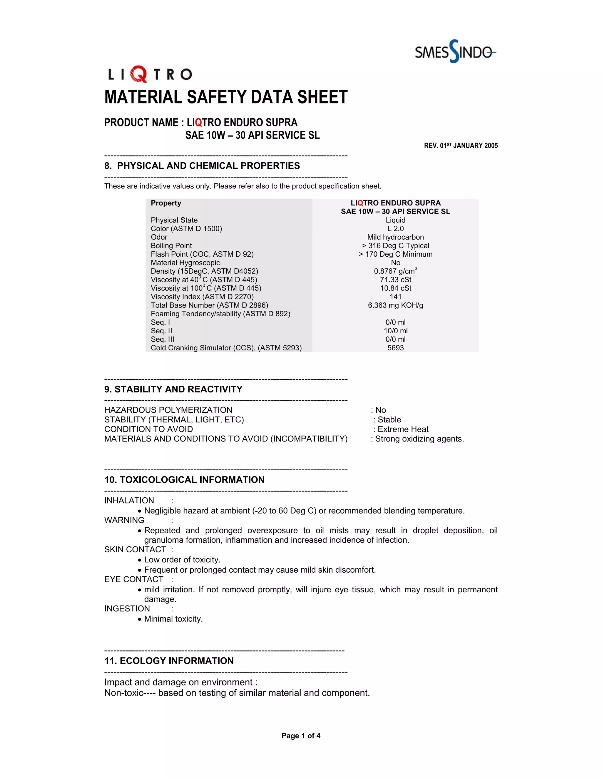 Enduro Supra 10W-30 SL | PDF