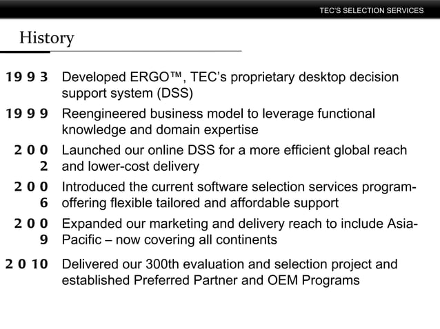 TEC - Evaluation & Selection Methodology | PPT | Business | Business ...